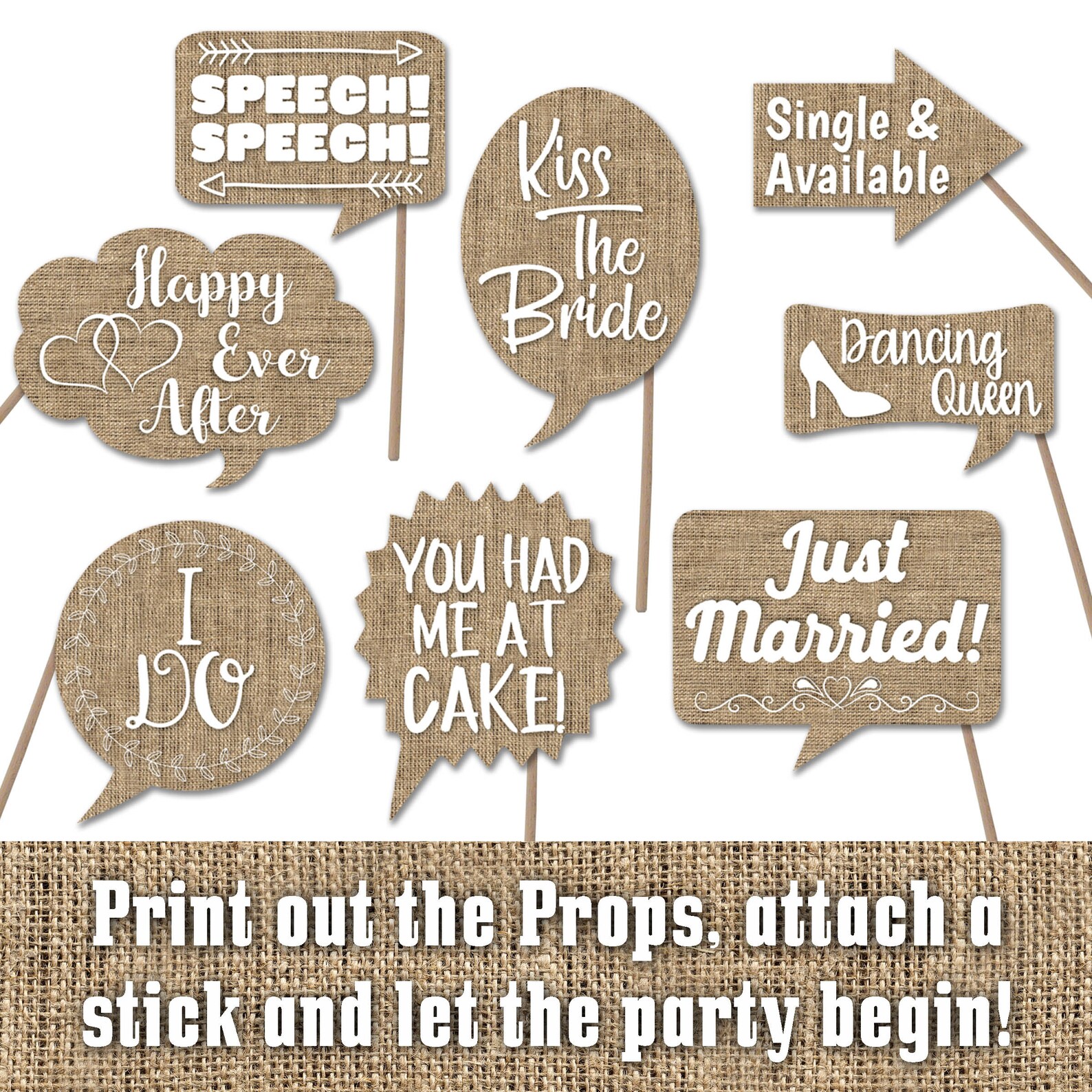 Wedding Photo Booth Prop Signs and Decorations Burlap - Etsy