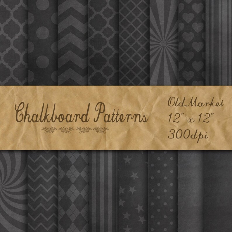 Chalkboard Patterned Digital Paper Chalkboard Backgrounds - Etsy