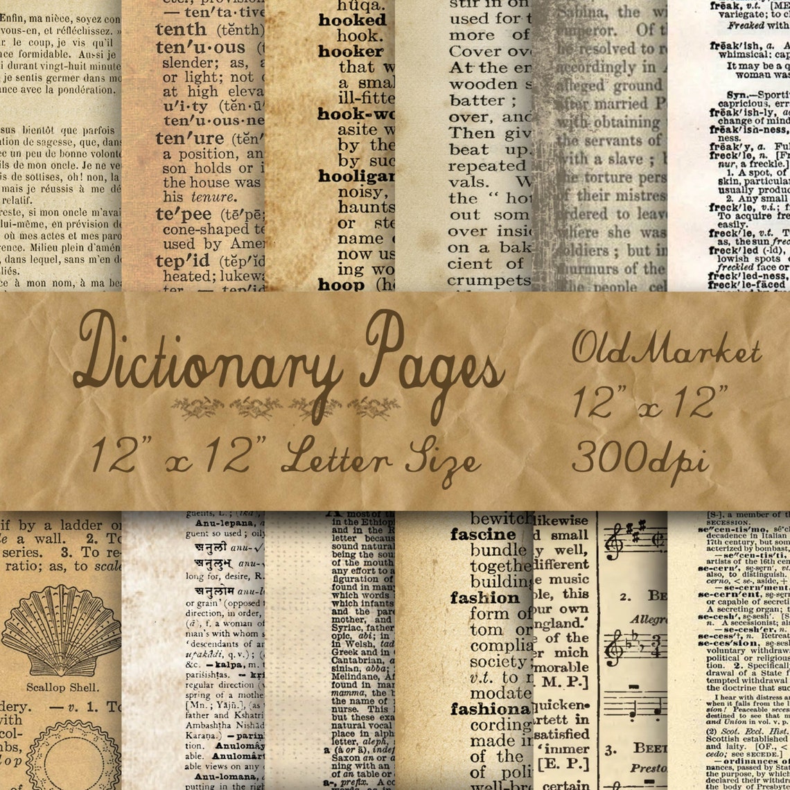 Dictionary Pages Digital Paper Old Paper Textures 12 | Etsy