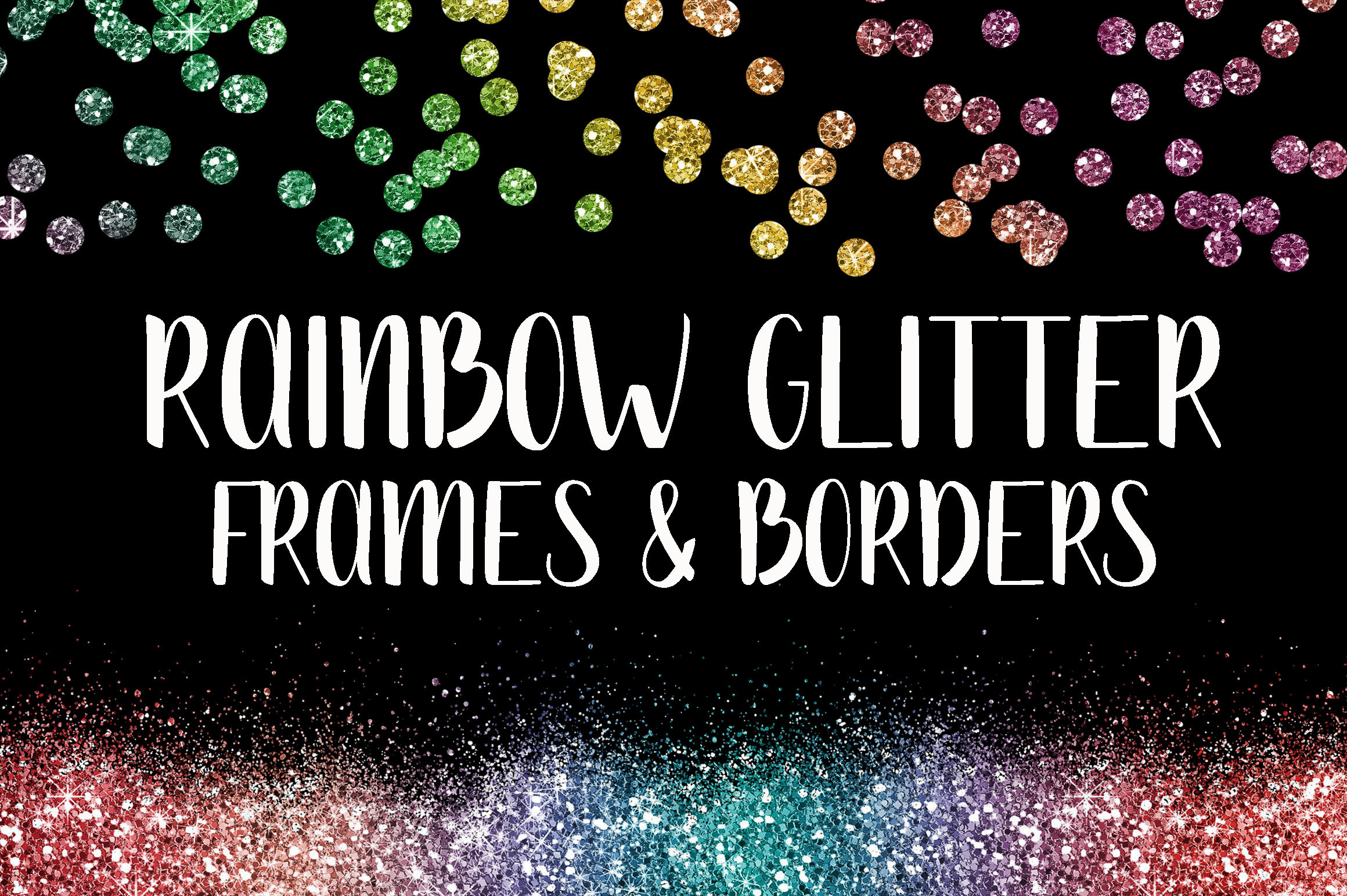Rainbow Glitter Frames and Borders Clip Art PNG Overlay - Etsy
