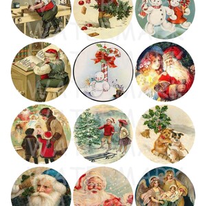 Vintage Christmas Digital Collage Sheet - 2.5" Inch Round Circles ...
