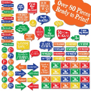 Back to School Photo Booth Props and Decorations - First Day of School ...