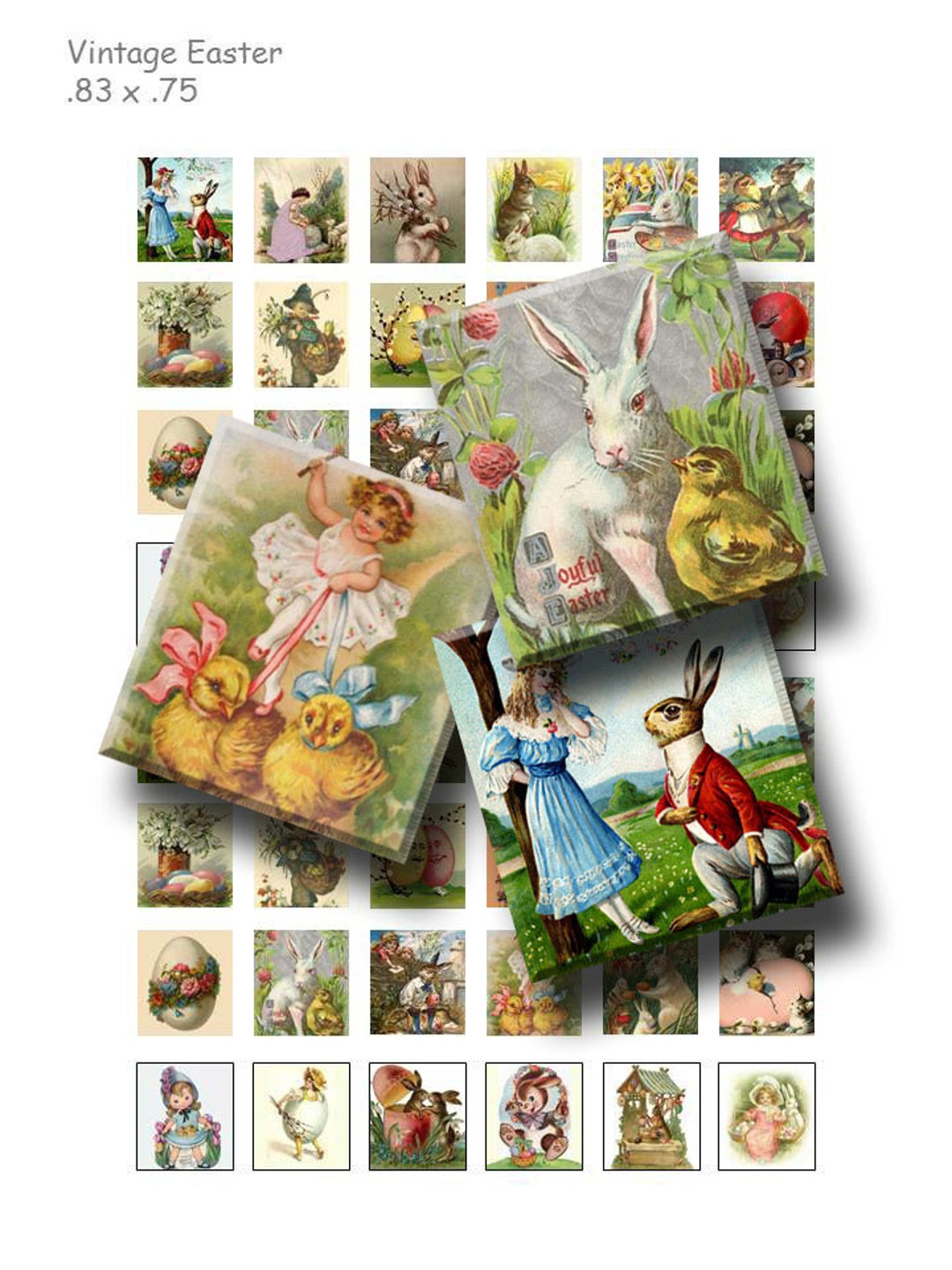 Vintage Easter Digital Collage Sheet .75 X .83 Scrabble Size INSTANT ...