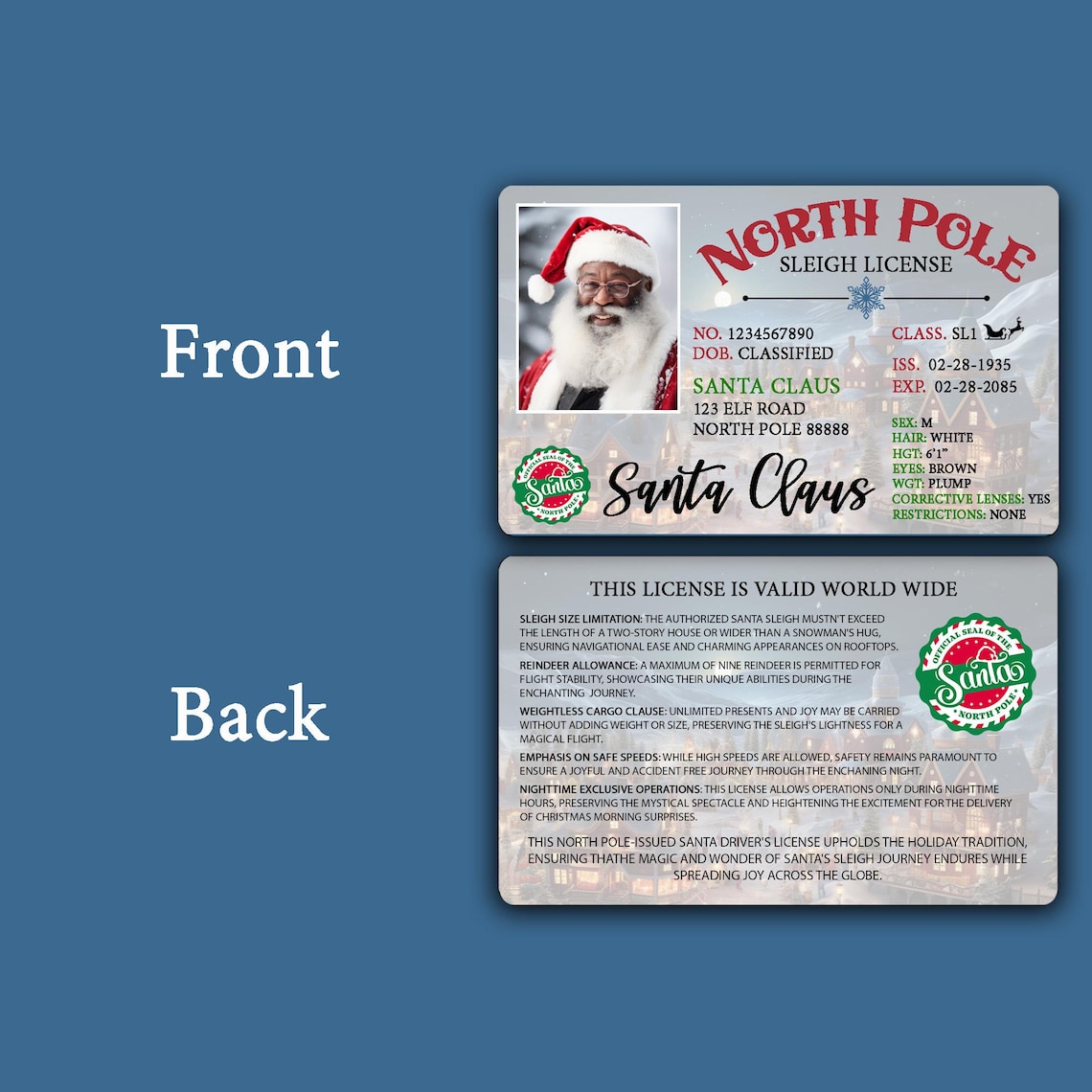 Santa License Sublimation Design - Black Santa Drivers License PNG File ...