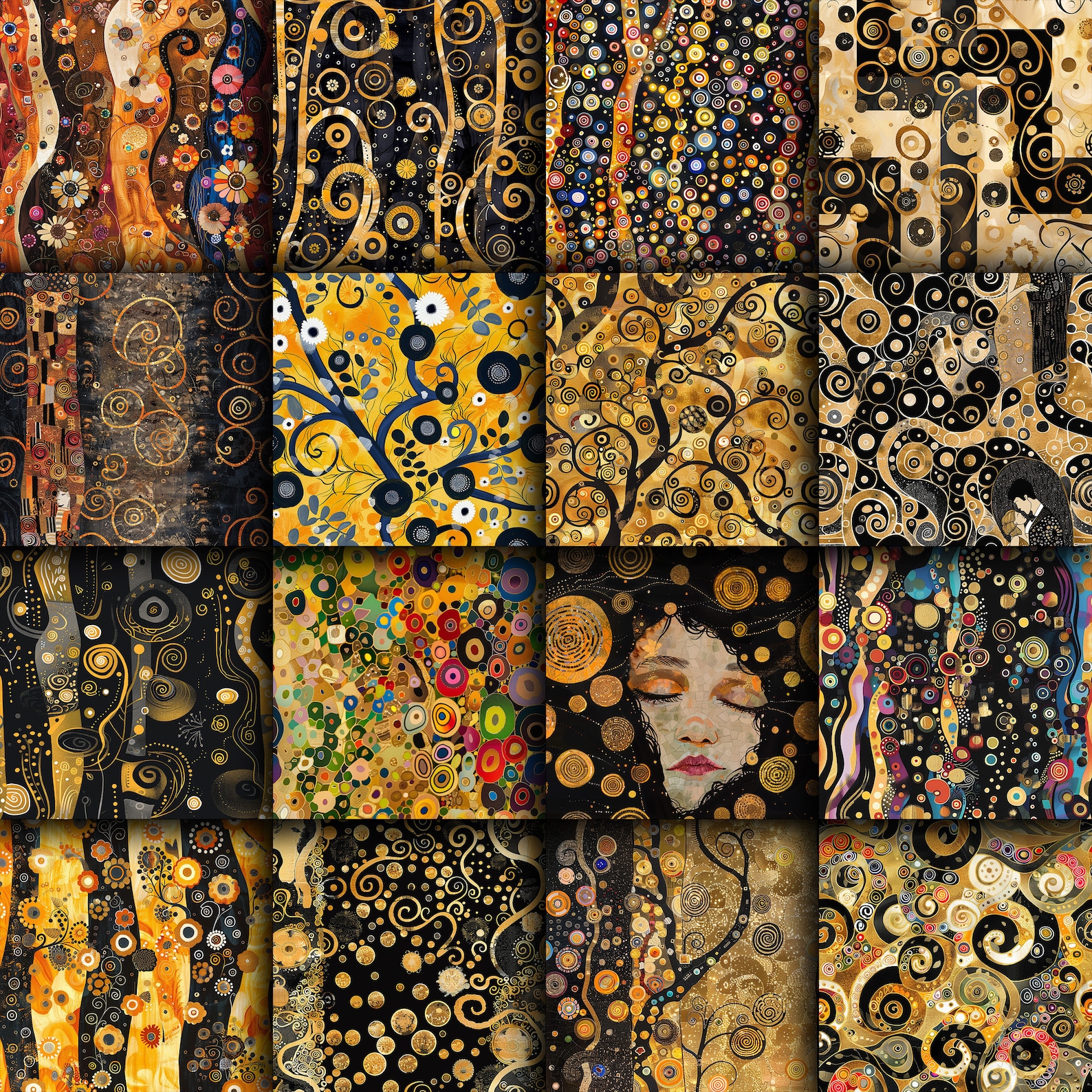 Gustav Klimt Inspired SEAMLESS Patterns Klimt Digital Paper 16 Designs ...