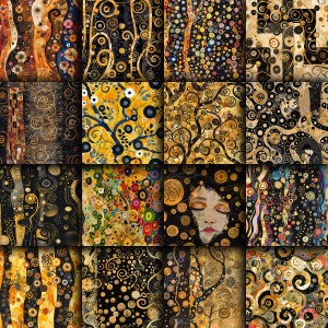 Gustav Klimt Inspired SEAMLESS Patterns - Klimt Digital Paper - 16 ...