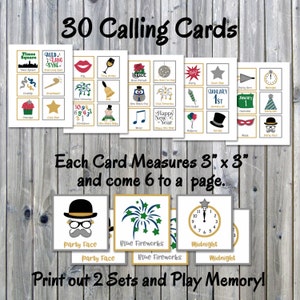 New Years Bingo Printable Game - 30 Different Cards - New Years Eve ...