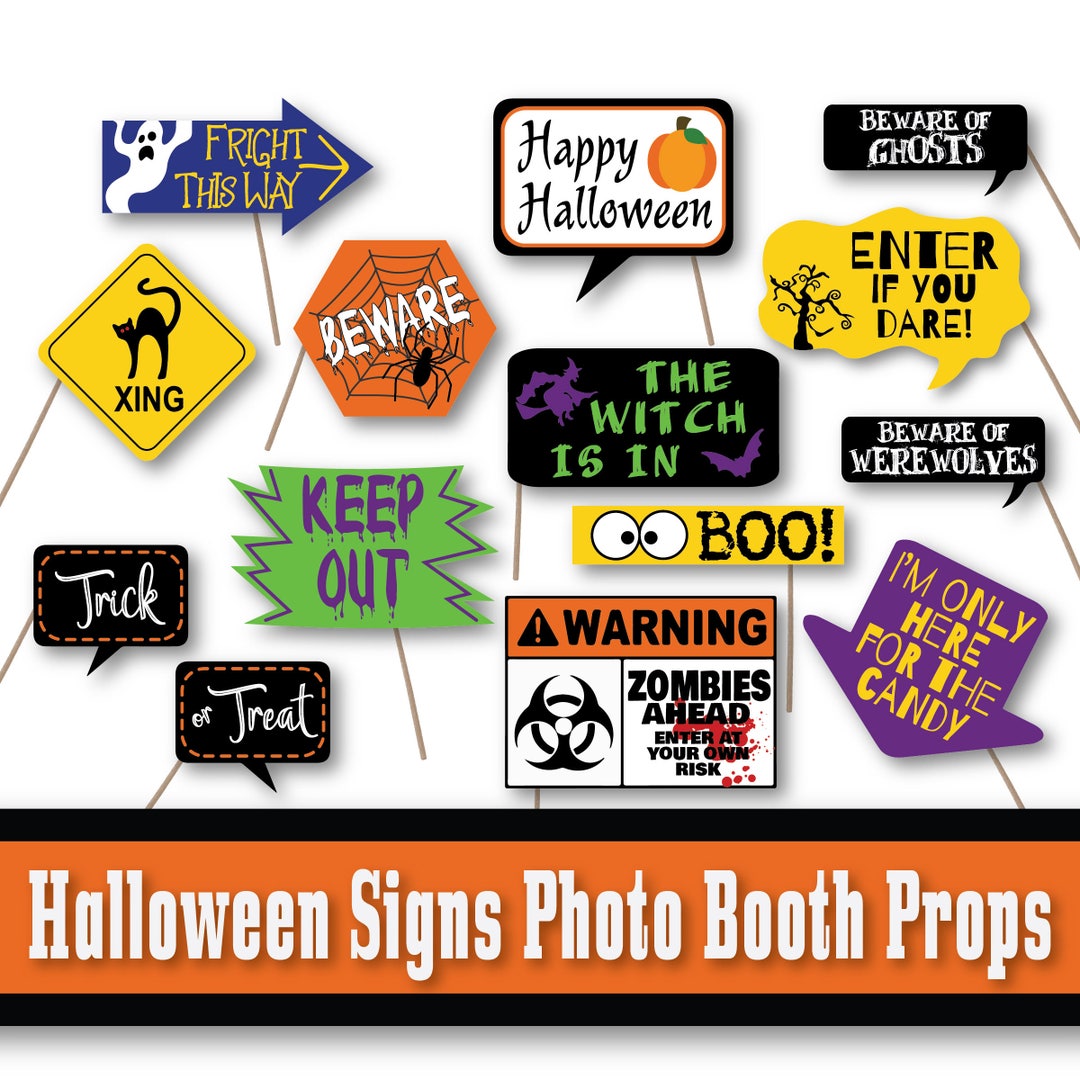 Halloween Signs Photo Booth Props and Decorations - Printable Party ...