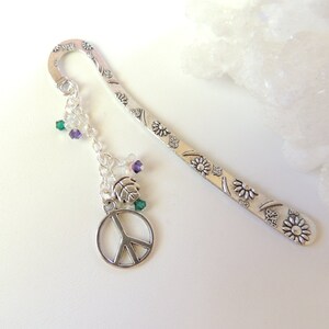 Peace Sign Flower Bookmark, Handmade Bookmarks, Boho Flower Bookmark ...