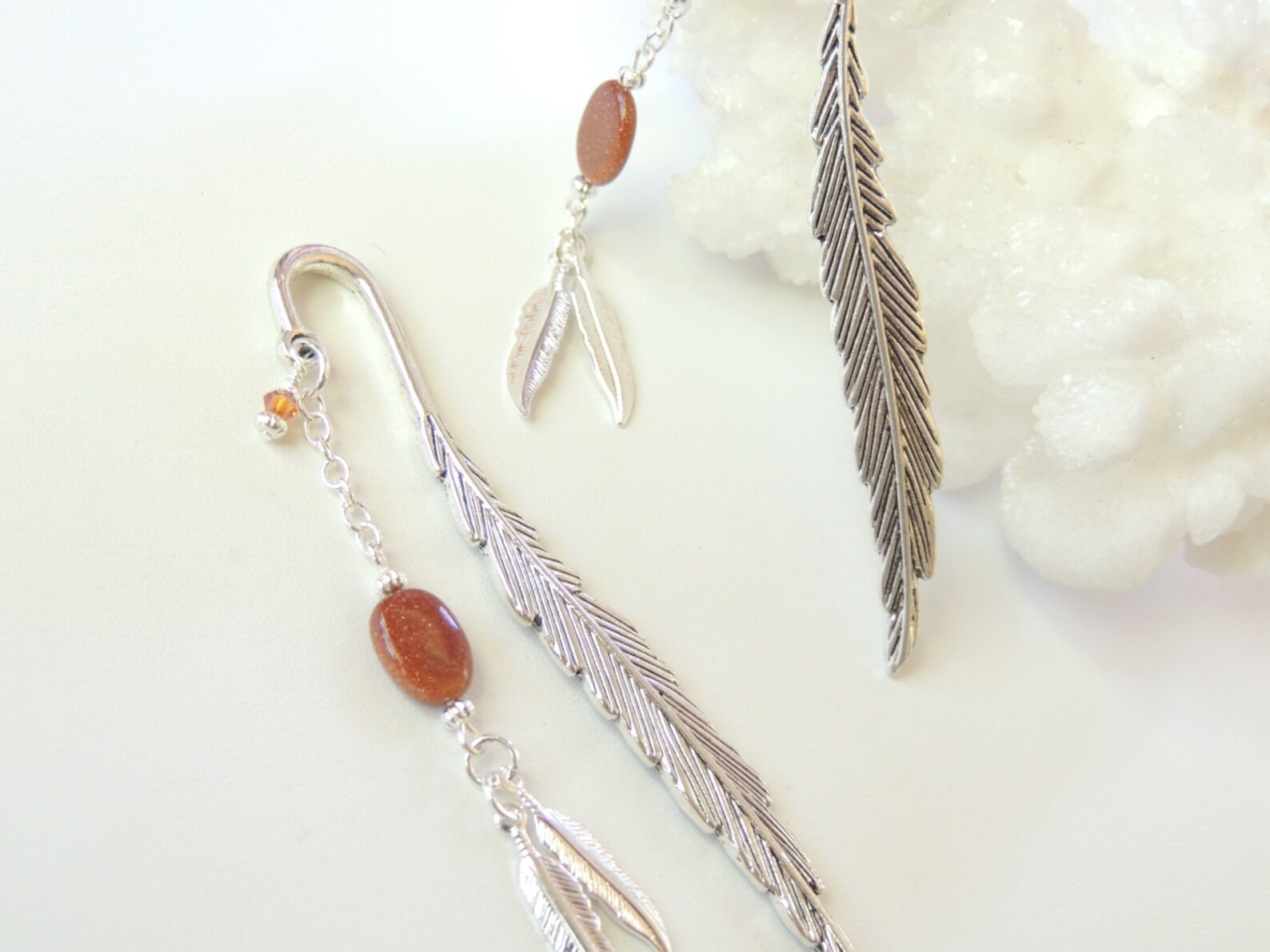 Feather Bookmark With Goldstone Boho Tribal Feather Bookmark | Etsy