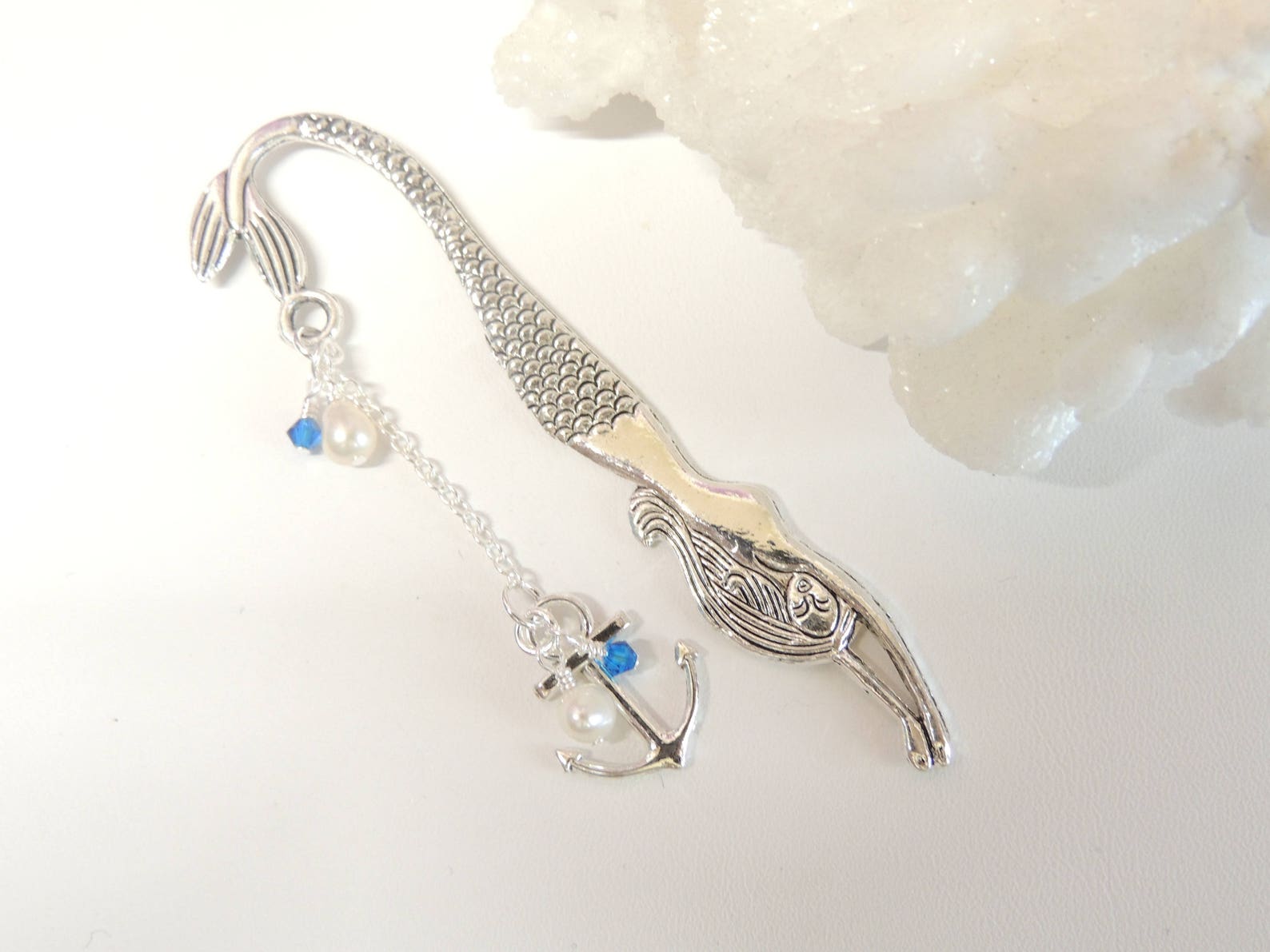 Mermaid Bookmark With Freshwater Pearls Metal Bookmark | Etsy