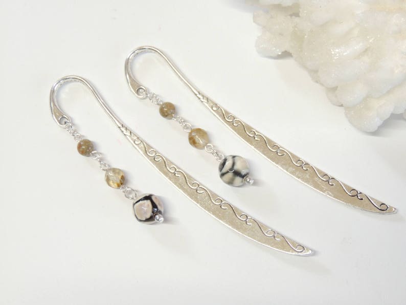 Natural Stone Bookmark, Metal Bookmarks, Shepherds Hook Bookmark, Gift ...