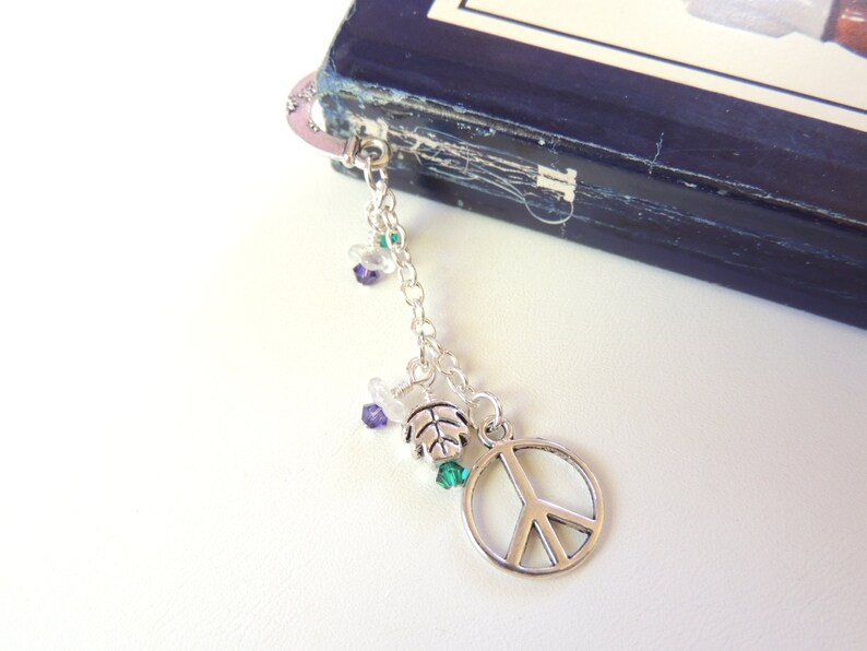 Peace Sign Flower Bookmark, Handmade Bookmarks, Boho Flower Bookmark ...