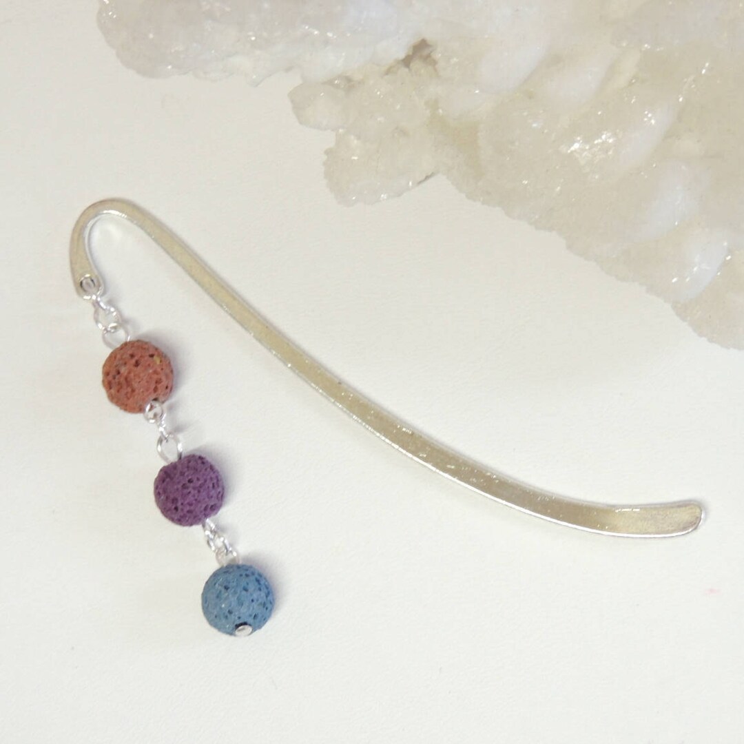 Multi Colored Lava Stone Essential Oil Diffuser Bookmark, Metal ...