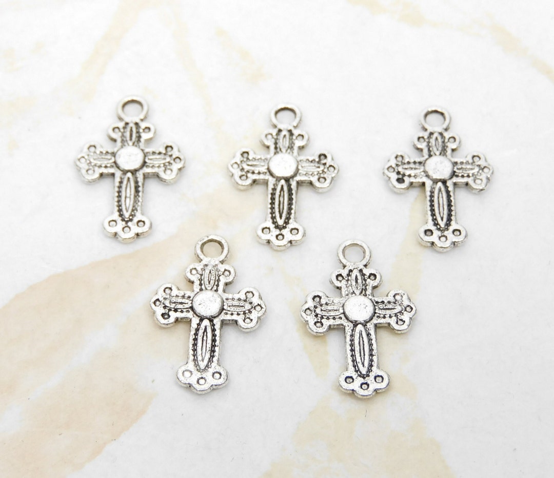 Double Sided Cross Charm 10 Pieces, Cross Pendant, Religious Charm ...