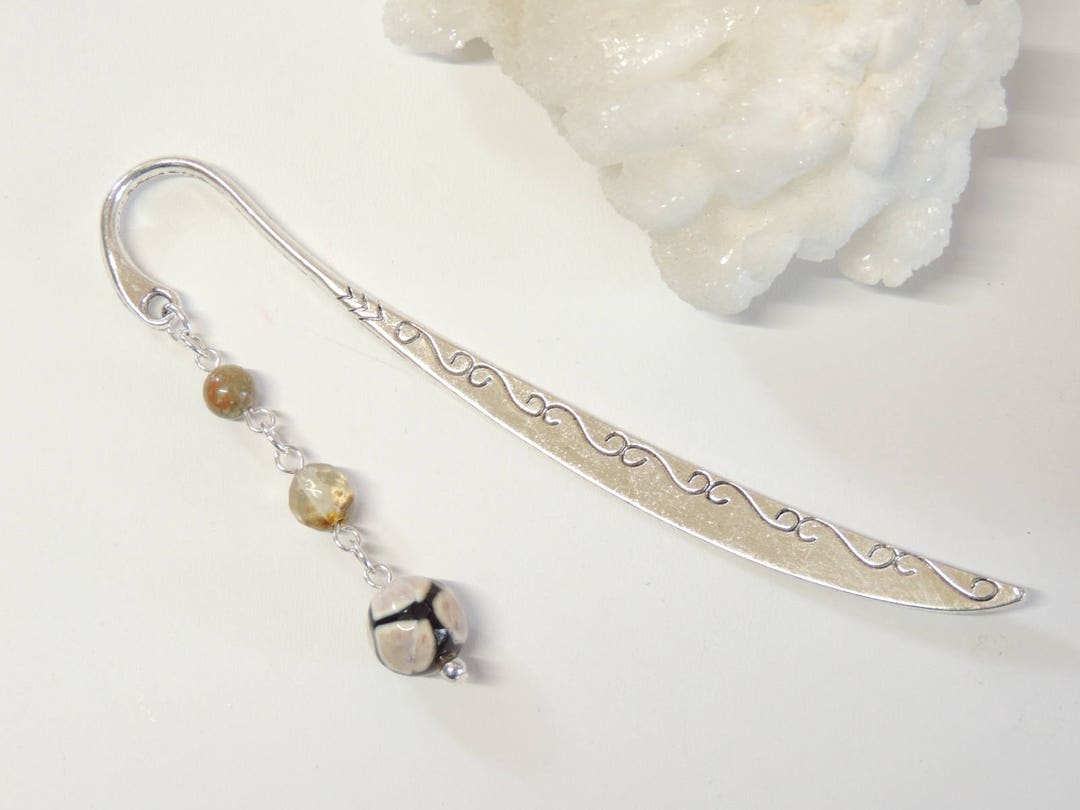 Natural Stone Bookmark, Metal Bookmarks, Shepherds Hook Bookmark, Gift ...