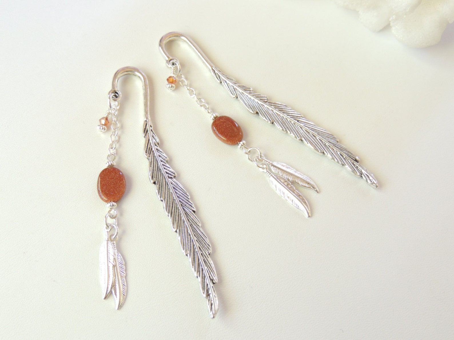 Feather Bookmark With Goldstone Boho Tribal Feather Bookmark | Etsy