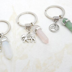 Crystal Point Key Chain With Charm, Crystal Charm Keyring, Crystal ...