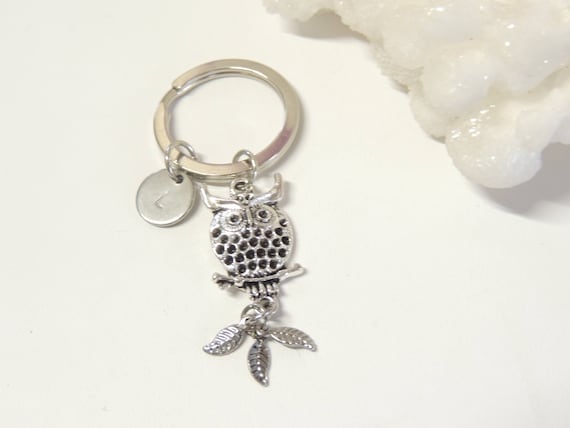 Personalized Owl Keychain Hand Stamped Keyring Keychains | Etsy