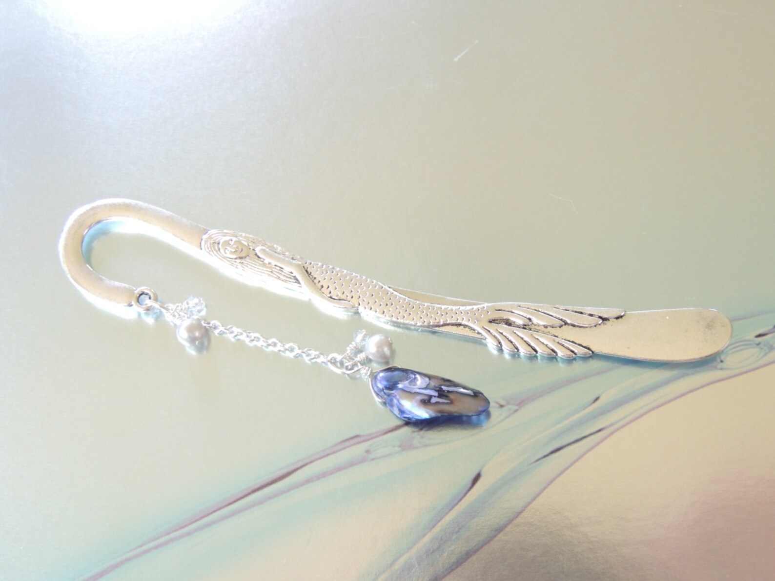 Mermaid Pearl and Shell Bookmark, Sealife Bookmark, Gift Idea, Metal ...