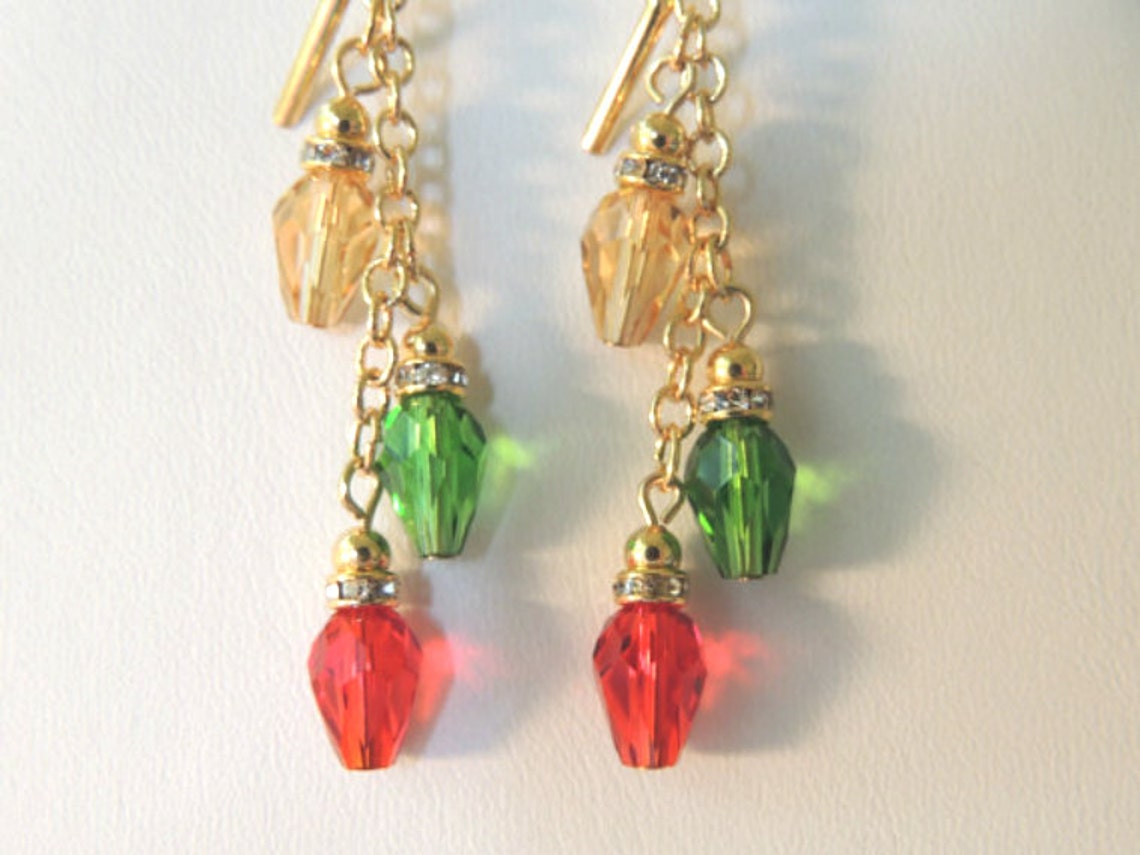 Colorful Crystal Christmas Light Earrings Christmas Earrings - Etsy