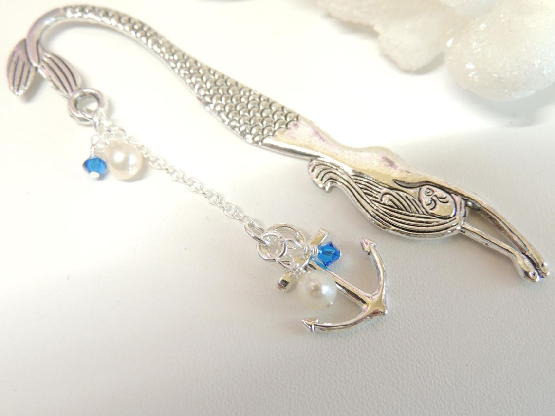 Mermaid Bookmark With Freshwater Pearls Metal Bookmark | Etsy