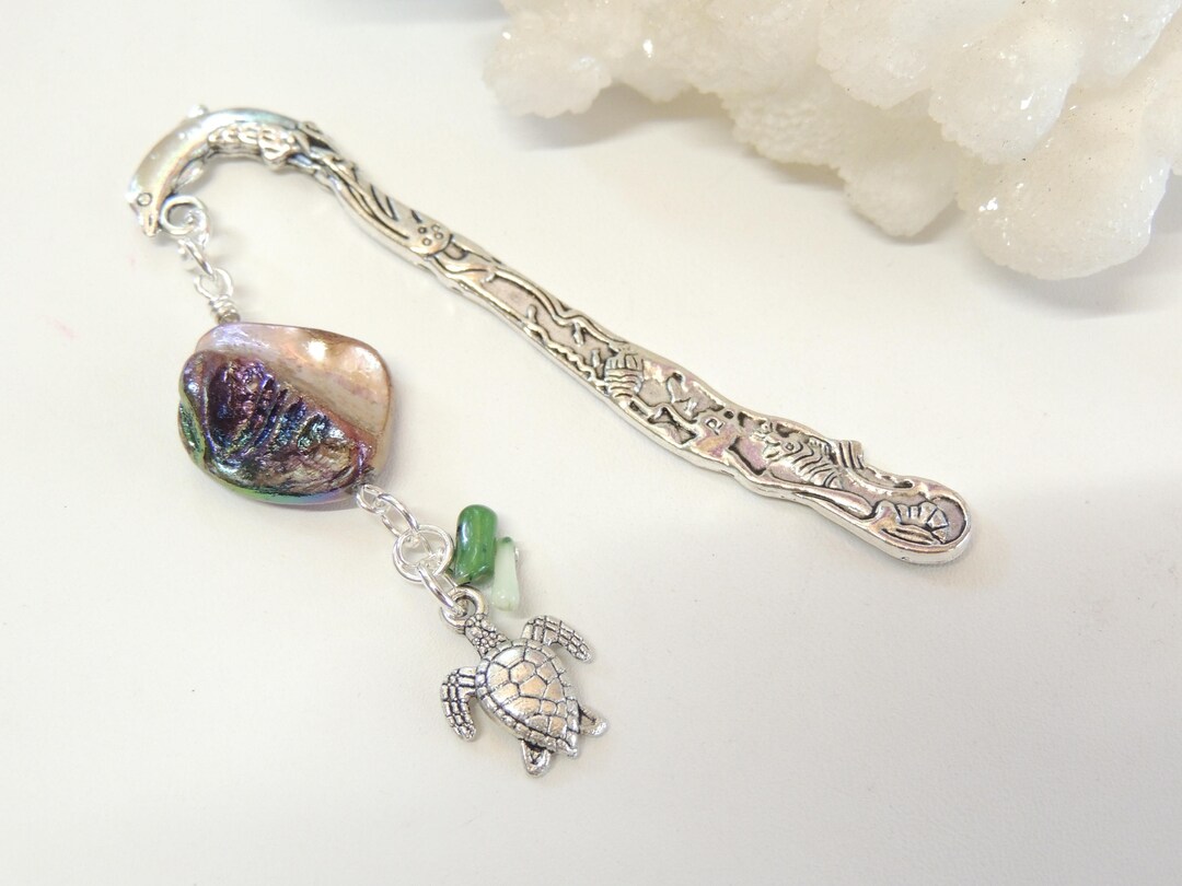 Sea Turtle Abalone Shell Dolphin Bookmark, Sea Turtle Bookmark ...