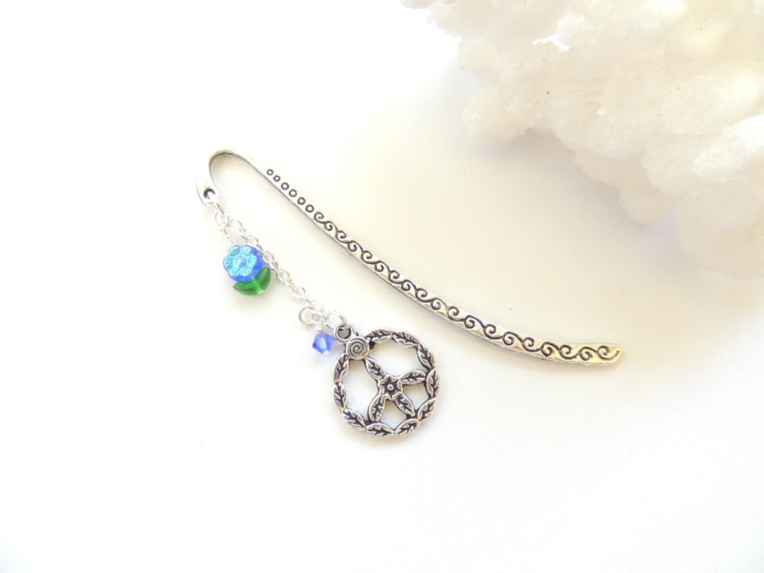 Peace Sign Flower Bookmark, Handmade Bookmarks, Flower Bookmark, Charm ...
