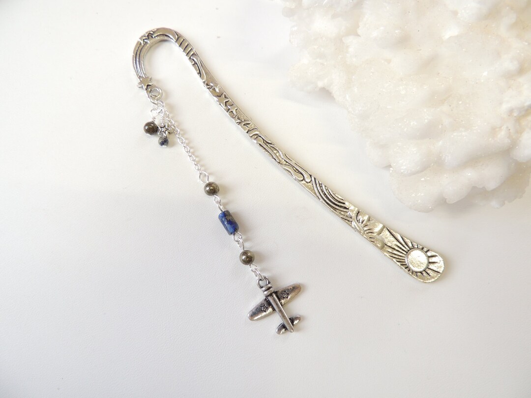 Airplane Bookmark, Aviation Bookmark, Beaded Bookmark, Metal Bookmark ...