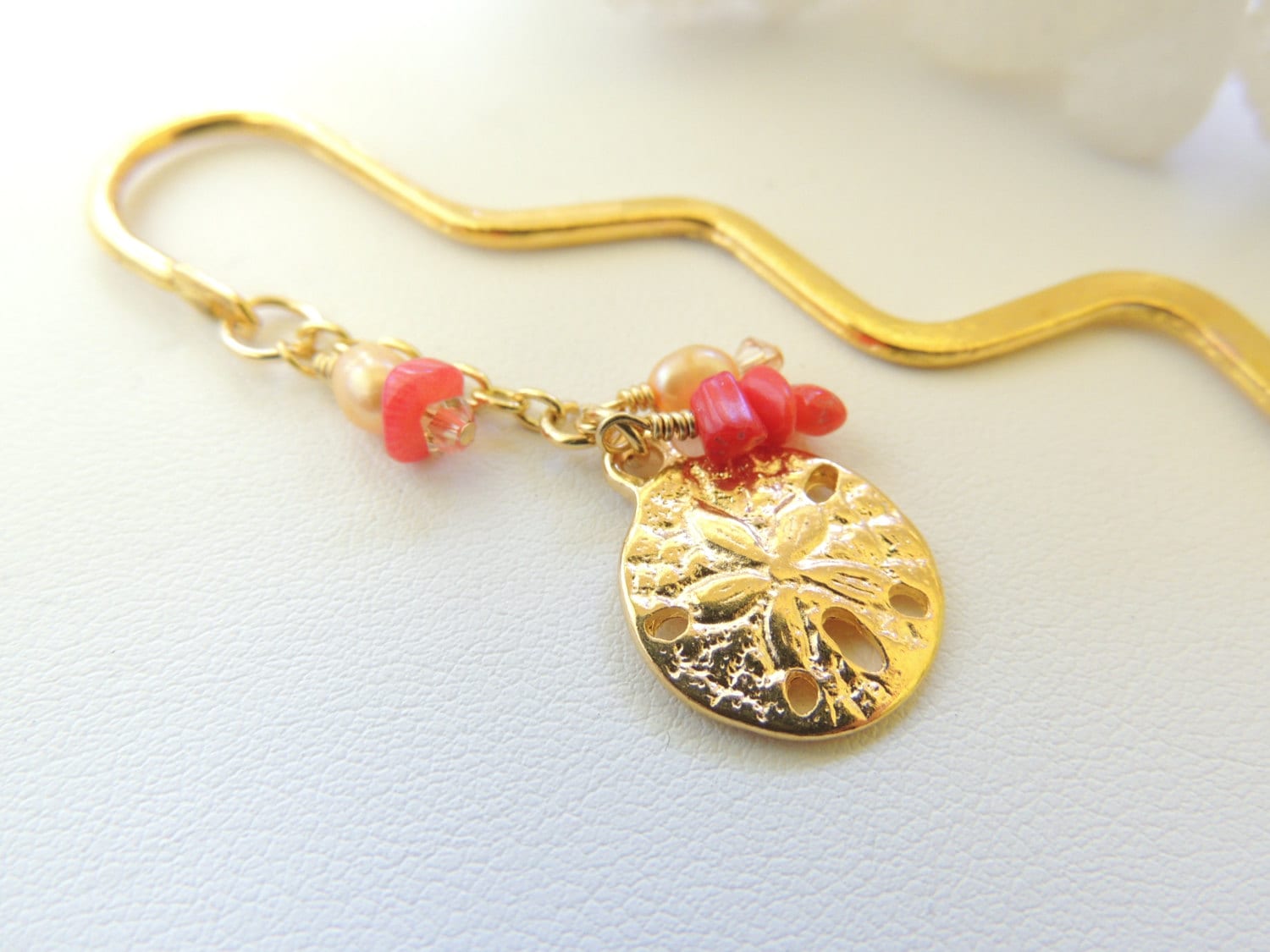 Sand Dollar Bookmark Gold Bookmark Nautical Bookmark - Etsy