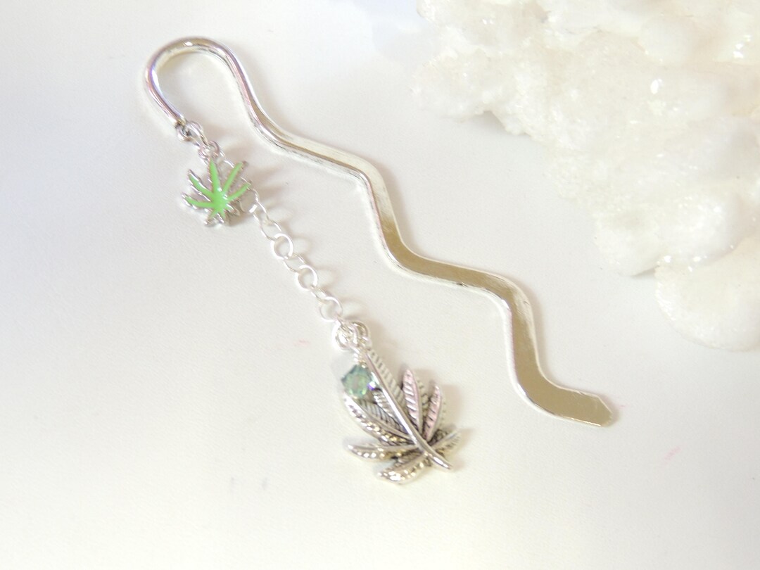 Hemp Leaf Pot Leaf Bookmark, 420 Pot Leaf Bookmark, Beaded Bookmark ...