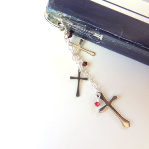 Triple Cross Bookmark, Metal Bookmark, Beaded Bookmark, Handmade ...