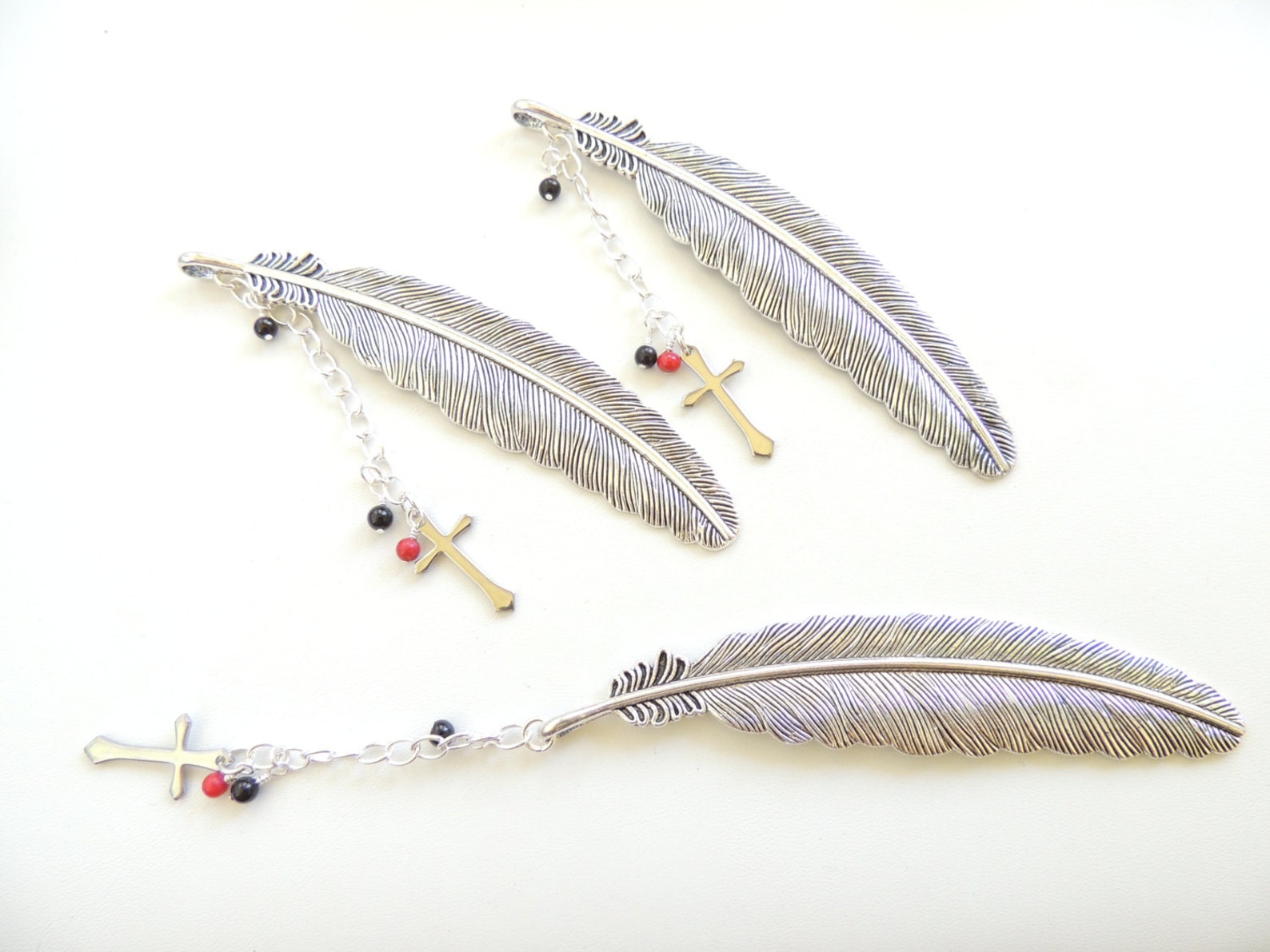 Feather Bookmark With Cross Feather Bookmark Religious - Etsy