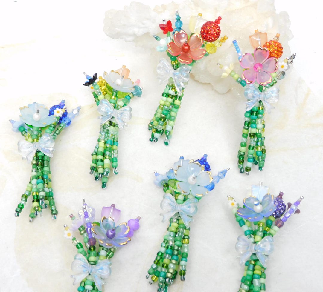 Mini Beaded Flower Bouquet You Pick Color, Tiny Flower Bouquet, Mother ...