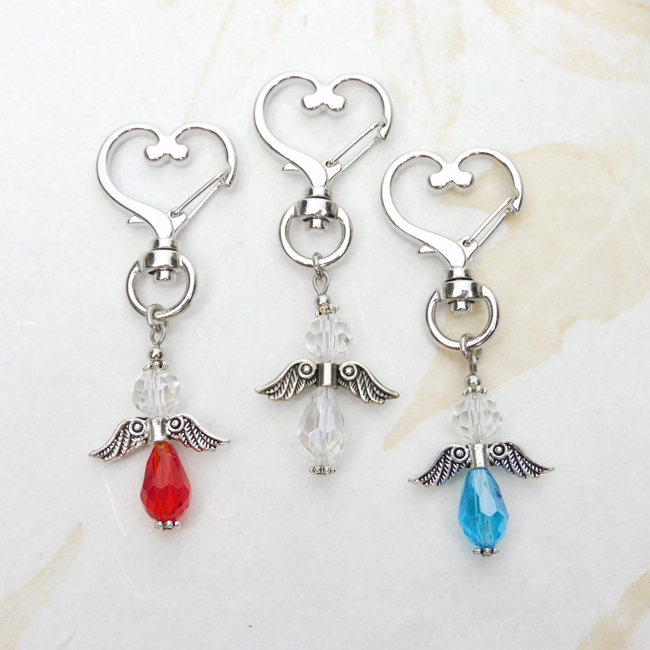 Angel Keyring, Guardian Angel Gift, Heart Keyring, Key Fob, Remembrance ...