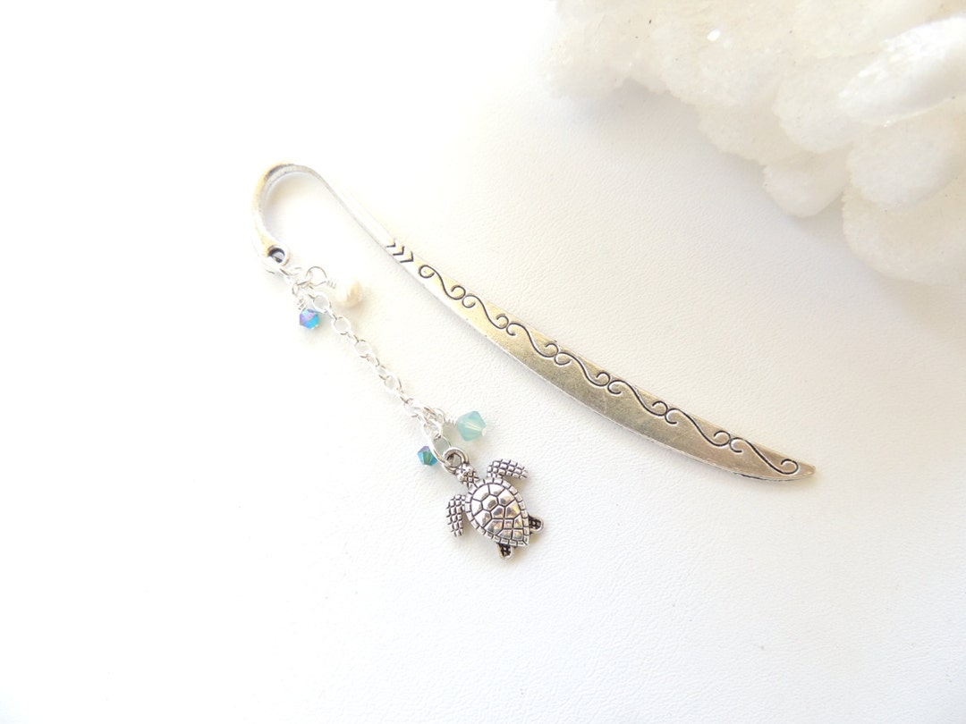 Sea Turtle Bookmark, Nautical Sealife Bookmark, Beaded Metal Bookmark ...