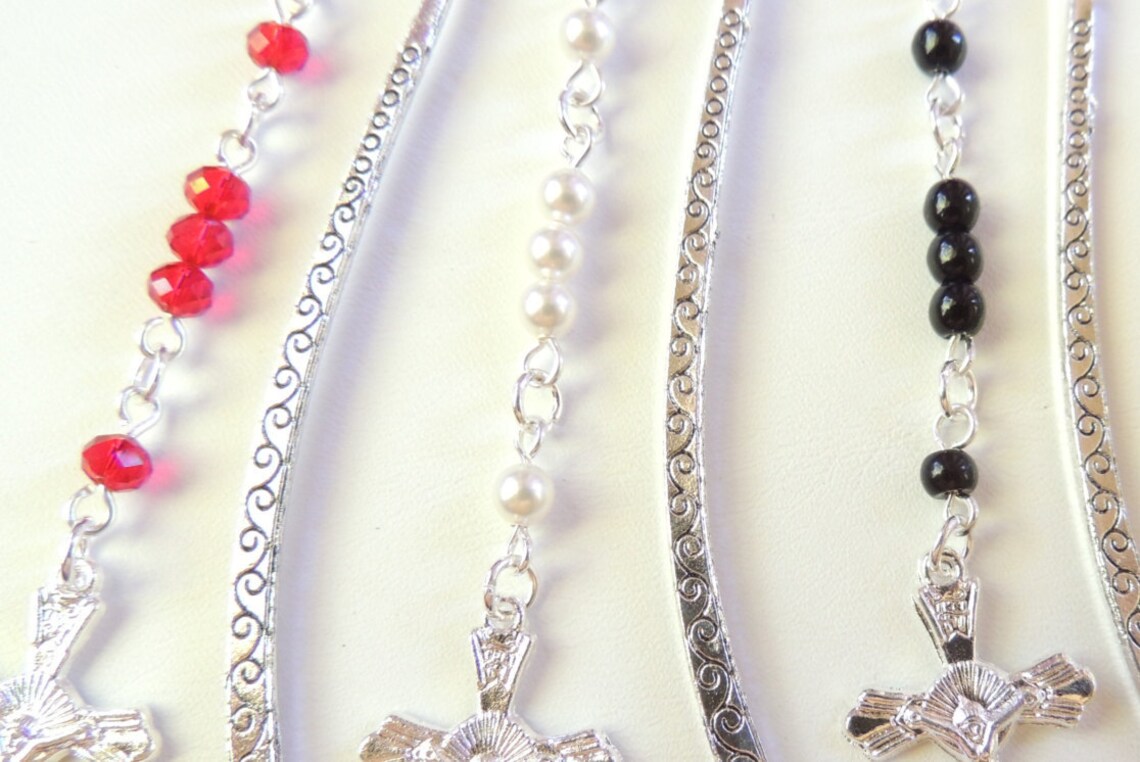 Rosary Cross Bookmark Religious Bookmark Beaded Bookmark - Etsy