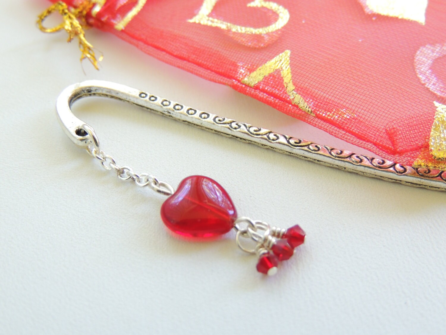 Heart Bookmark Valentines Day Gift Metal Bookmark Red Heart | Etsy