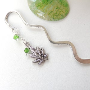 Hemp Leaf Bookmark, Leaf Bookmark, Woodland Beaded Bookmark, Hemp Leaf ...