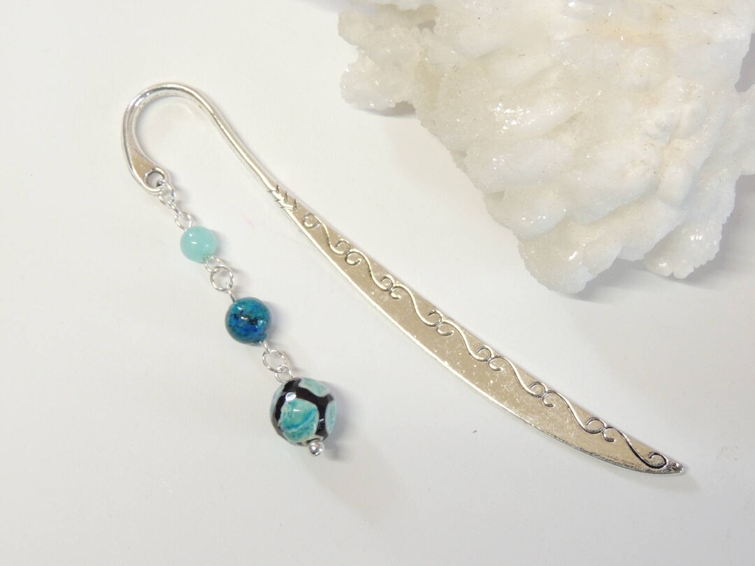 Natural Stone Bookmark, Metal Bookmarks, Shepherds Hook Bookmark, Gift ...