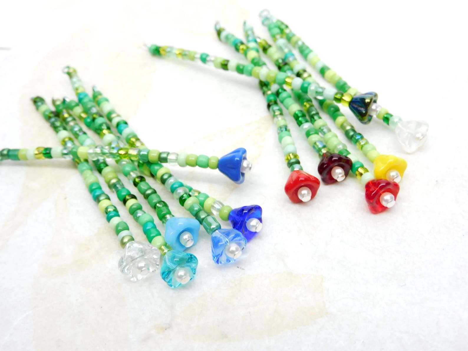 Mini Beaded Glass Flower You Choose Color, Party Favor, Handmade Beaded ...