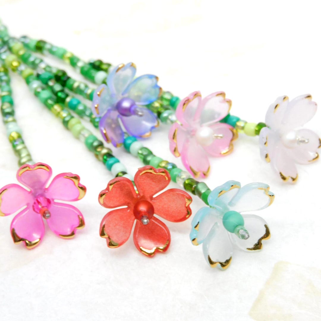 Mini Beaded Flower 1pc, Cherry Blossom Flower, Party Favor, Handmade ...