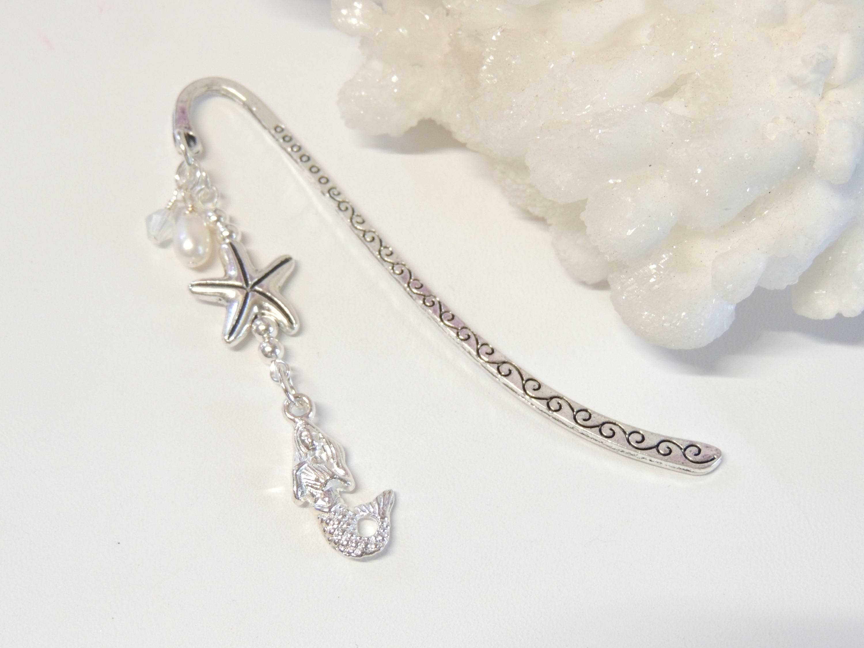 Mermaid Starfish Pearl Bookmark, Metal Bookmarks, Mermaid Bookmark ...