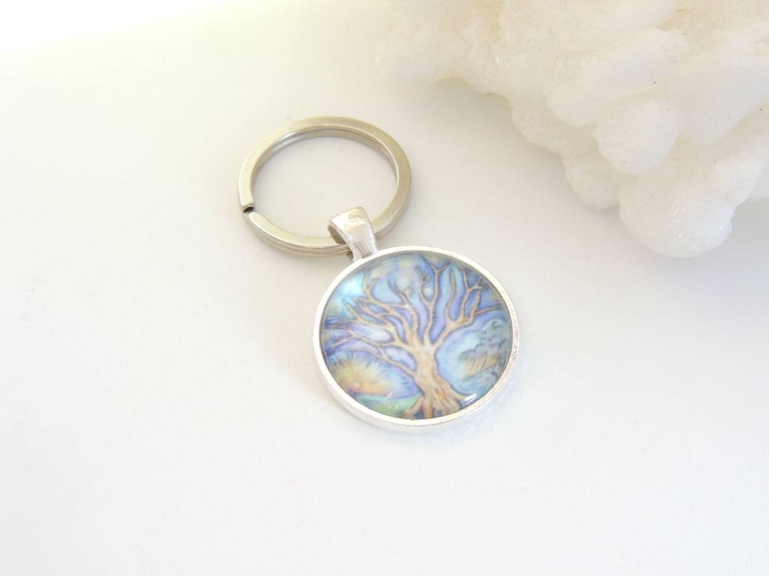 Tree of Life Keychain or Necklace, Tree of Life Key Ring, Glass Dome ...