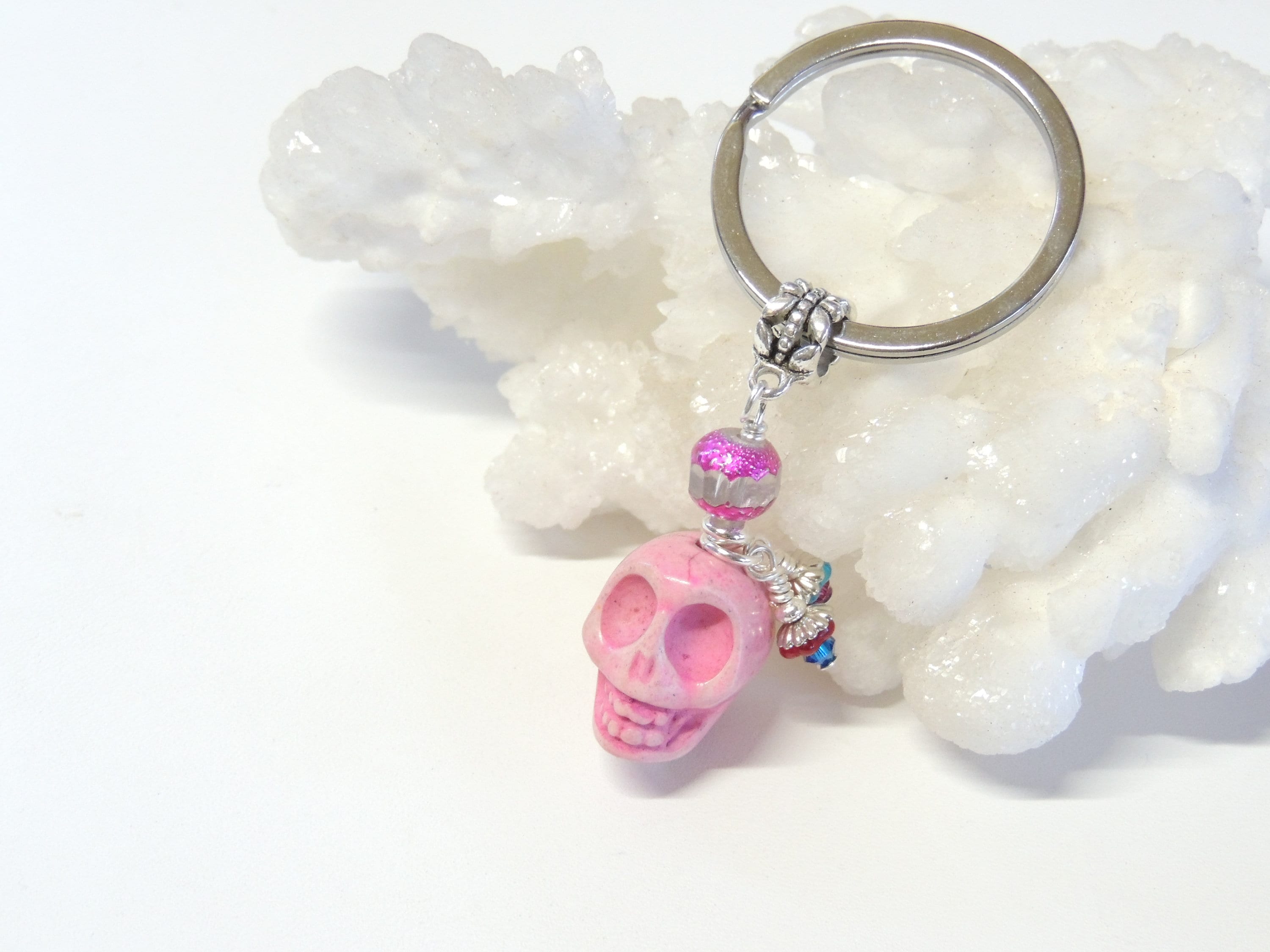 Hot Pink Sugar Skull Keyring Sugar Skull Dia De Los Muertos - Etsy UK