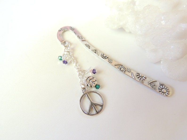 Peace Sign Flower Bookmark Handmade Bookmarks Boho Flower | Etsy