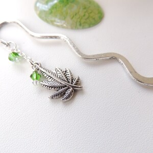 Hemp Leaf Bookmark, Leaf Bookmark, Woodland Beaded Bookmark, Leaf Charm ...
