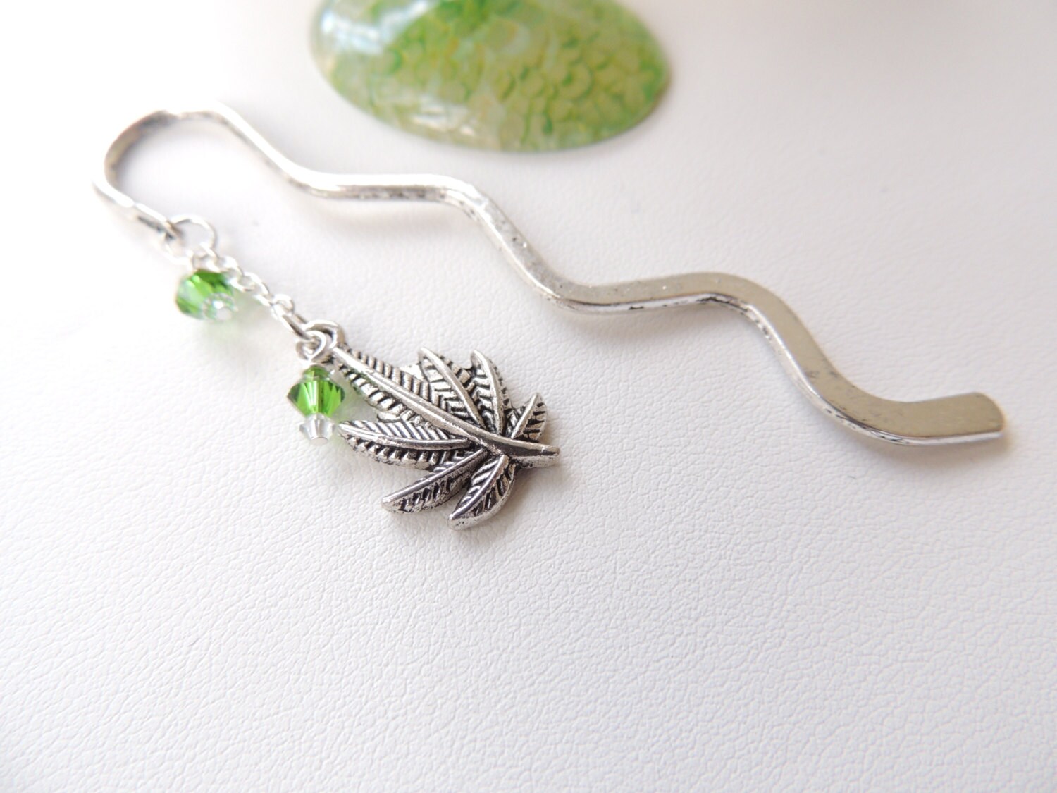 Hemp Leaf Bookmark Leaf Bookmark Woodland Beaded Bookmark | Etsy