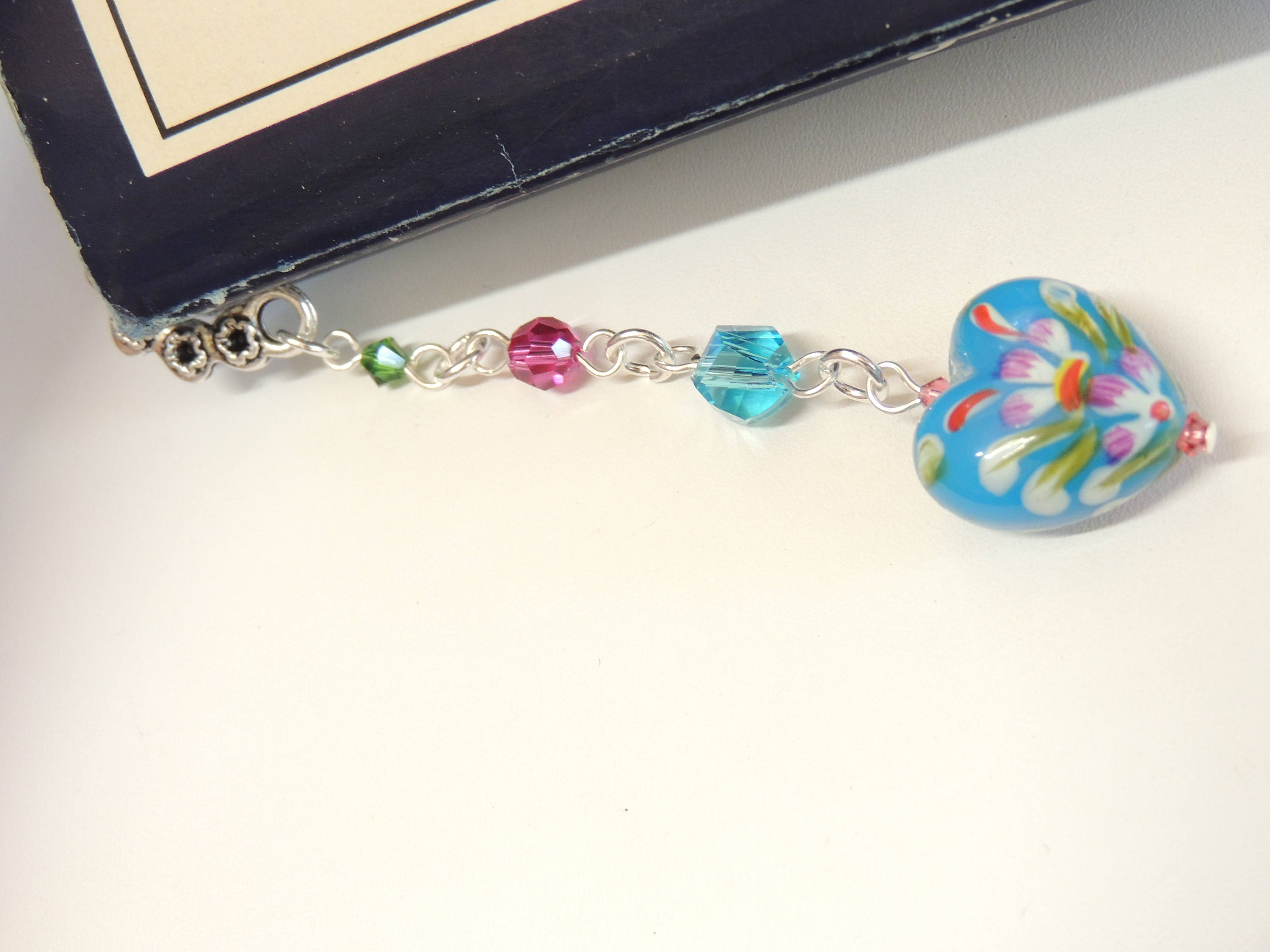 Colorful Glass Heart Bookmark, Metal Bookmark, Mothers Day Gift, Beaded ...