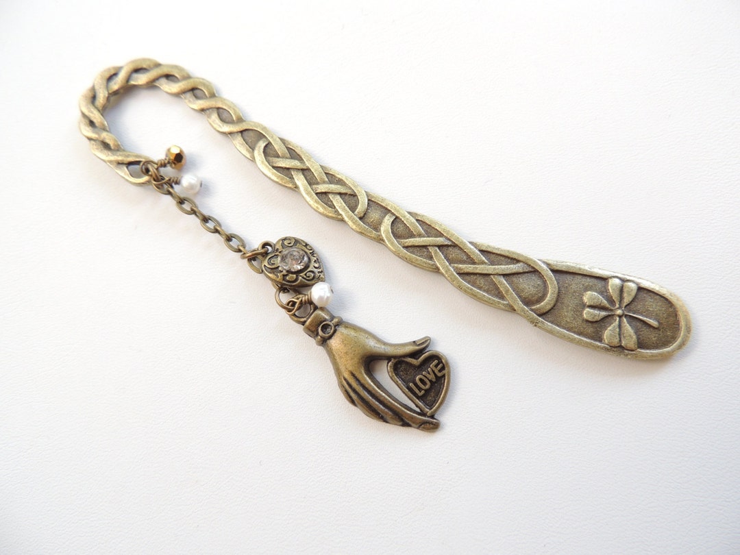 Heart Bookmark, Handmade Bookmark, Metal Bookmark, Antiqued Bronze ...